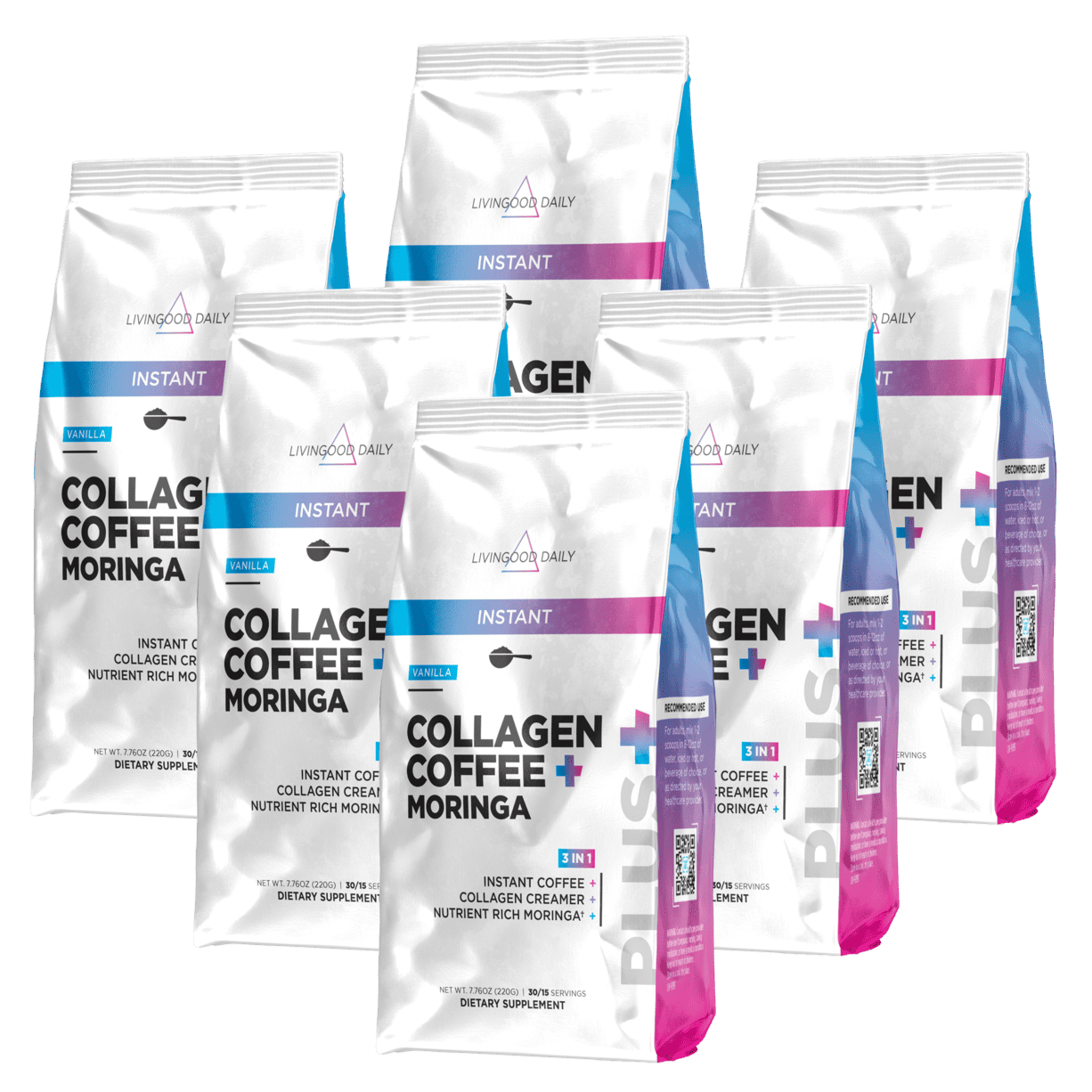 Livingood Daily Instant Vanilla Collagen Coffee + Moringa